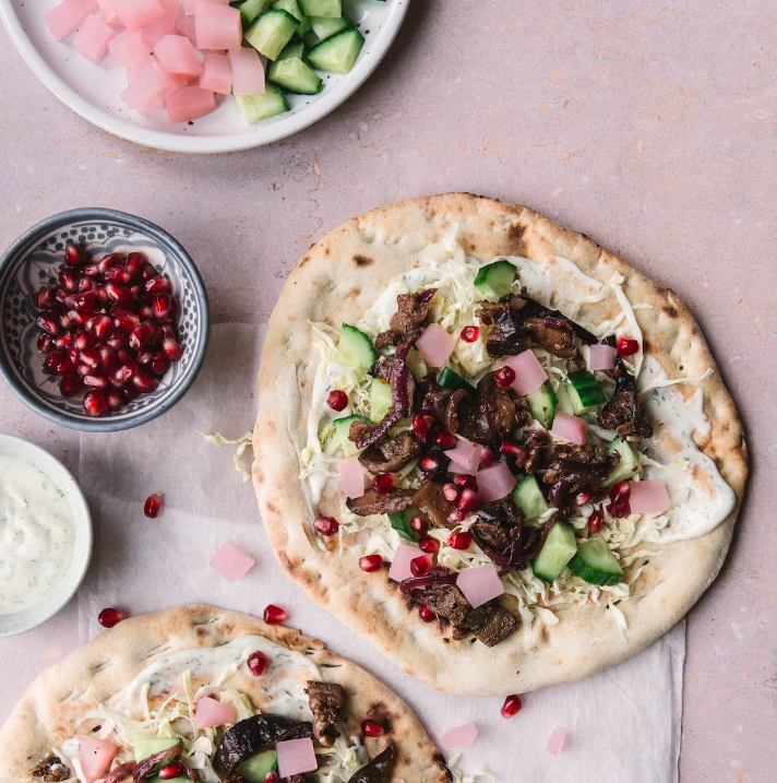 Flatbread with eggplant and Shawarma Hack – Mill & Mortar EU